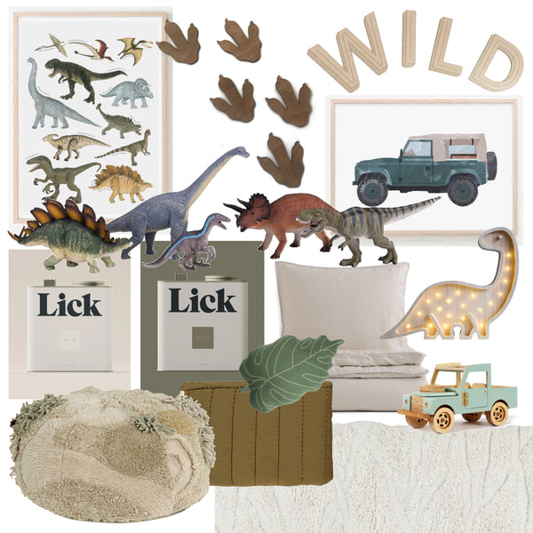 Dino Room Mood Board - Kids Bedroom – Pretty in Print Art Ltd