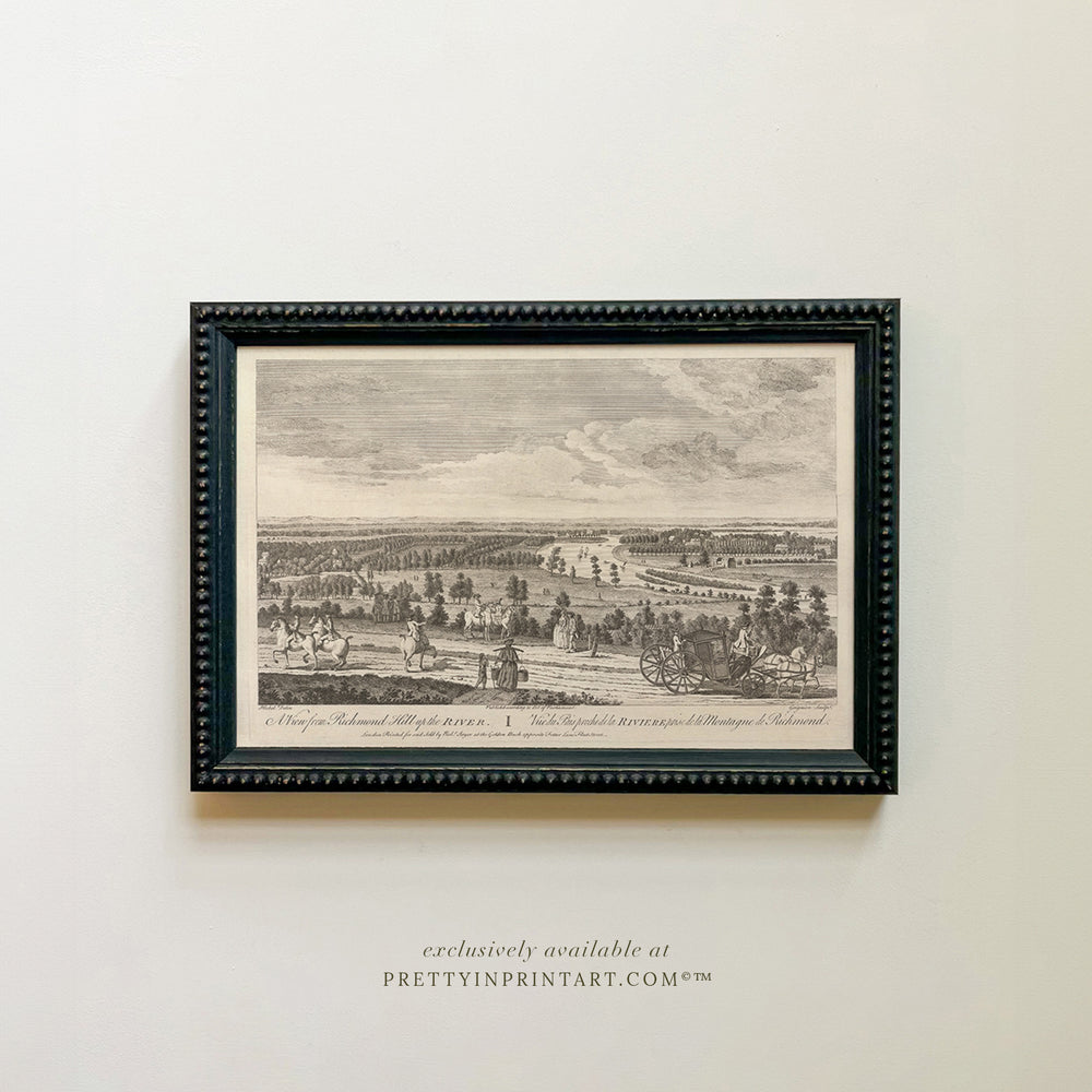 Richmond Hill Vintage Etching Print | Classic London Landscape Art