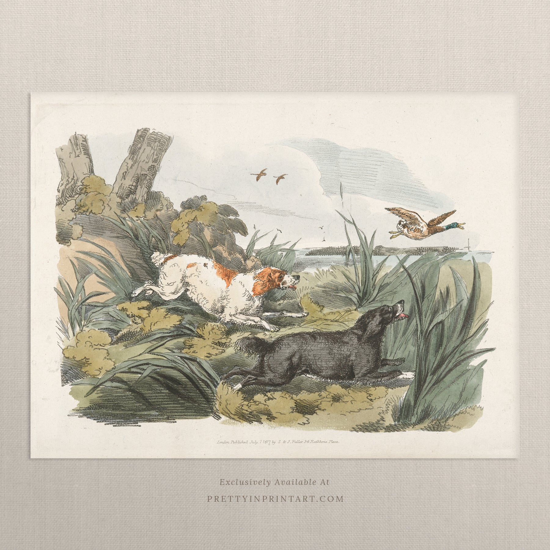 Vintage Hunting Dog Art Print – Rustic Wall Decor for Lodge & Home