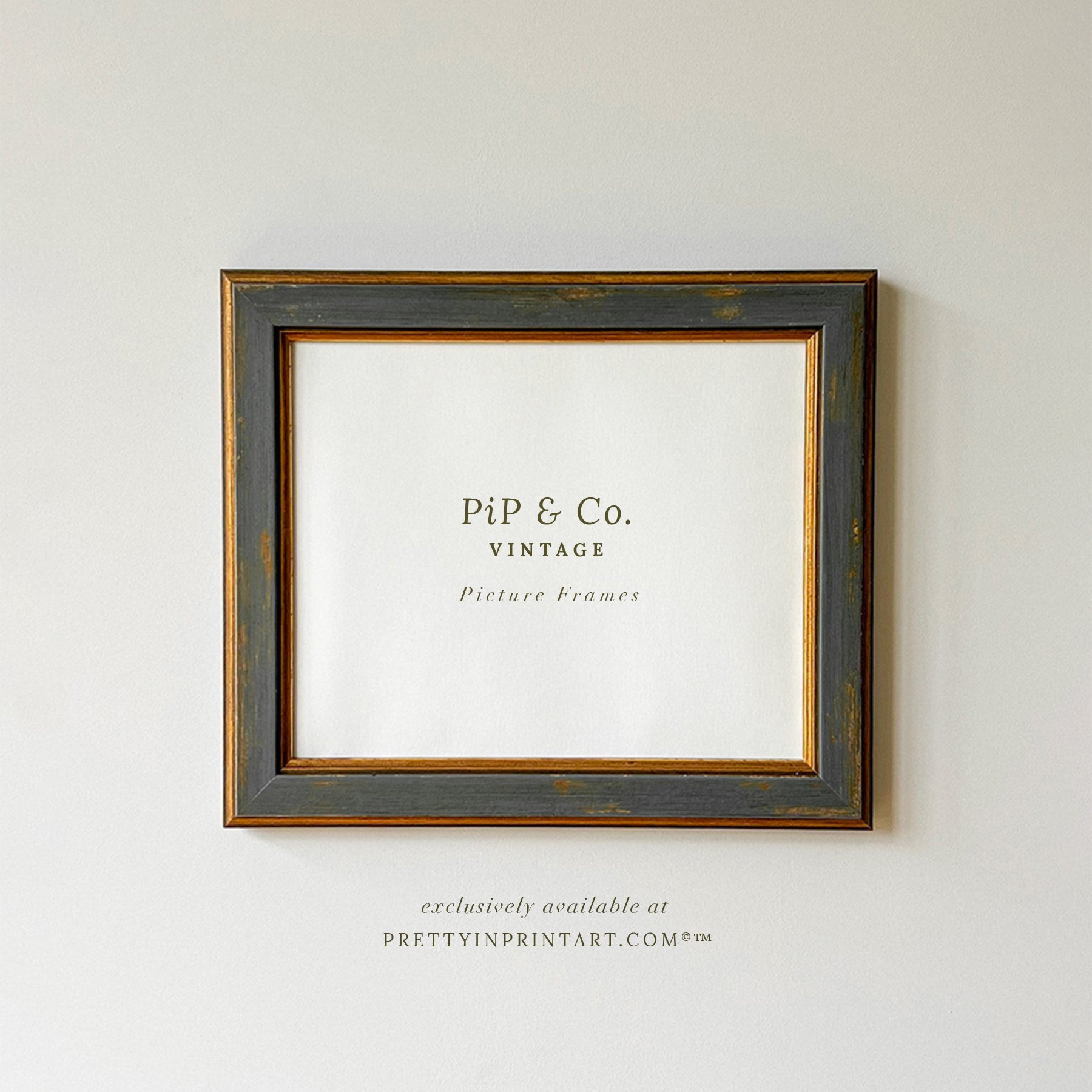 Rustic Vintage-Inspired Grey Blue Picture Frame – Professionally Framed ...