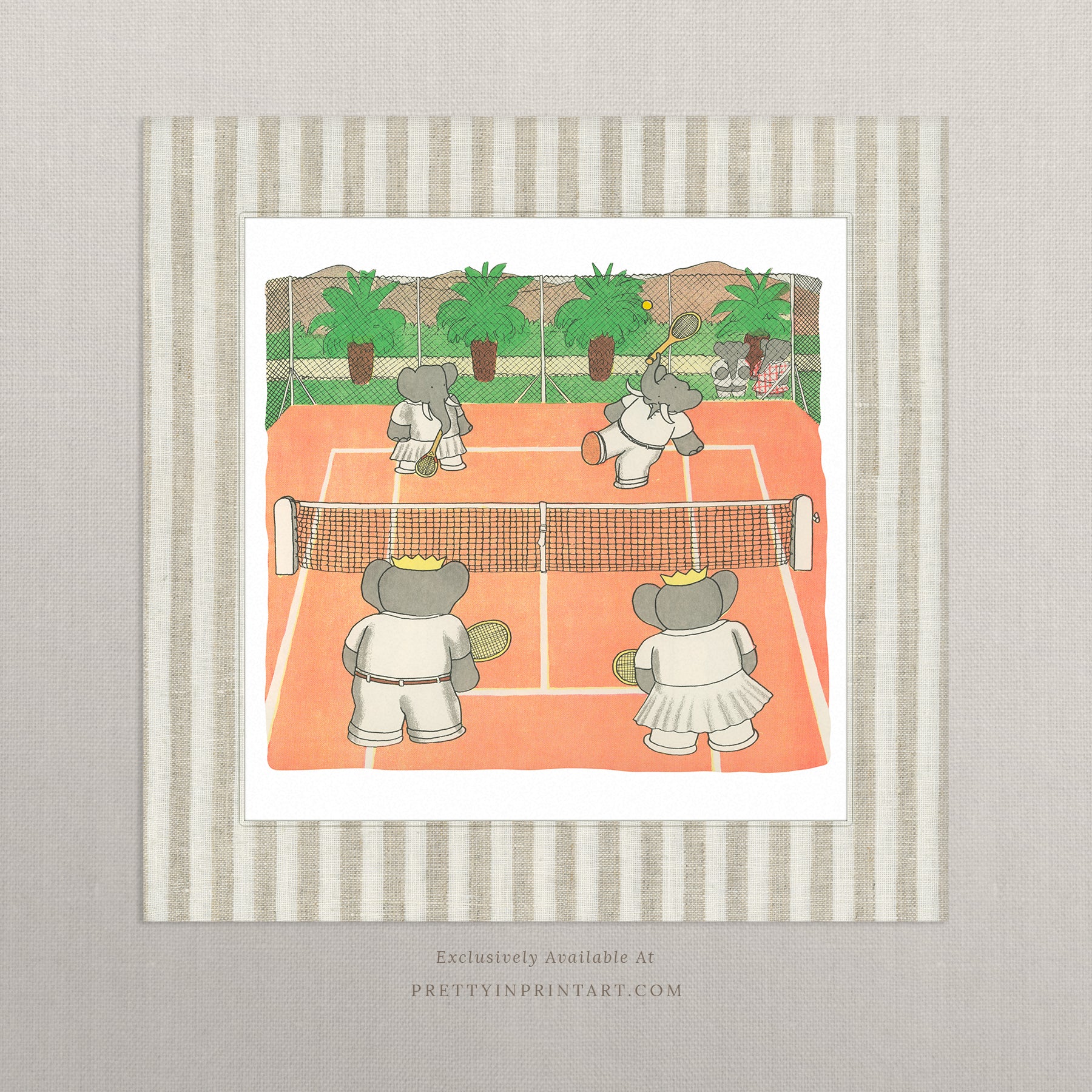 Babar Tennis Nursery Art Print – Elephant Nursery Decor