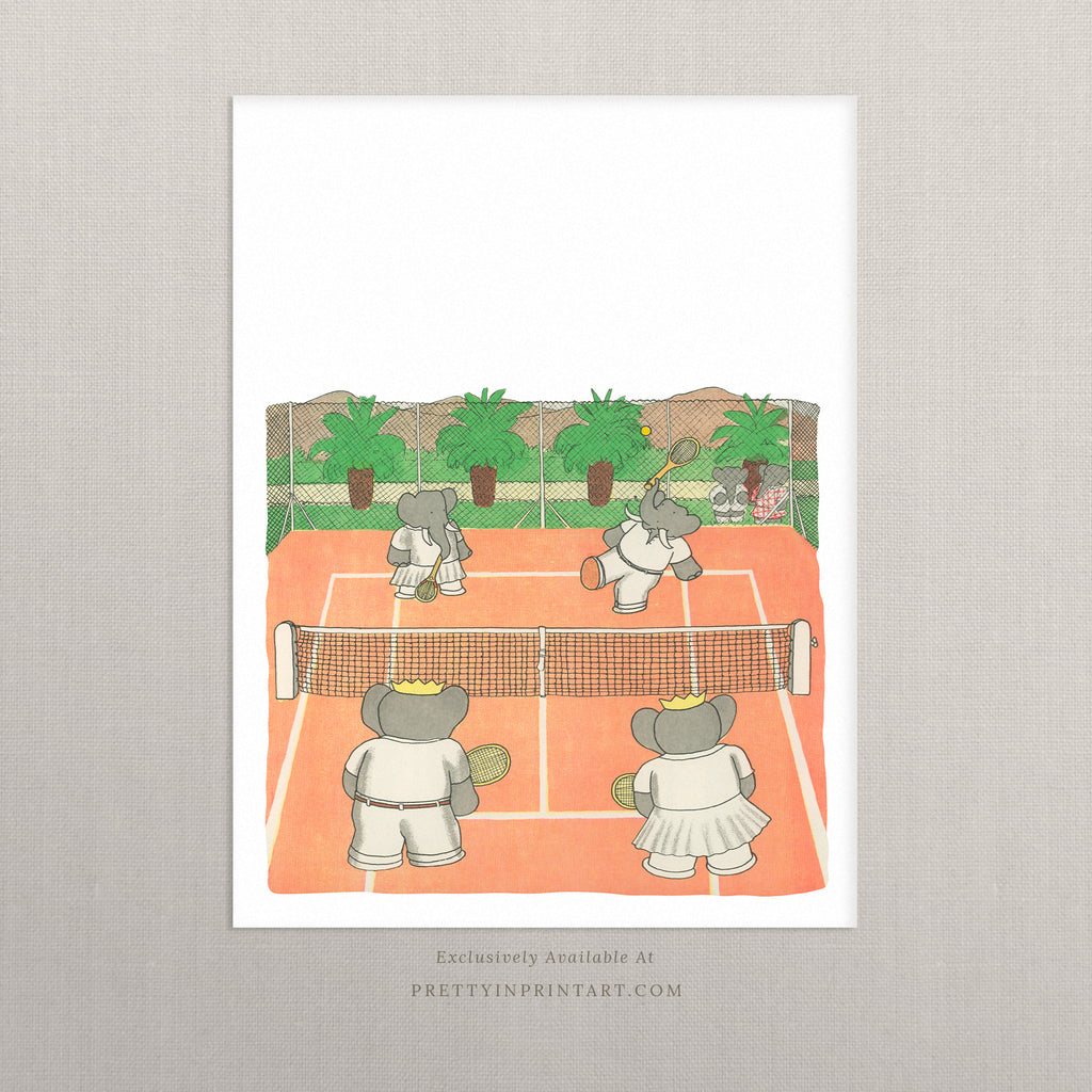 Babar Tennis Portrait | Unframed – Pretty in Print Art Ltd