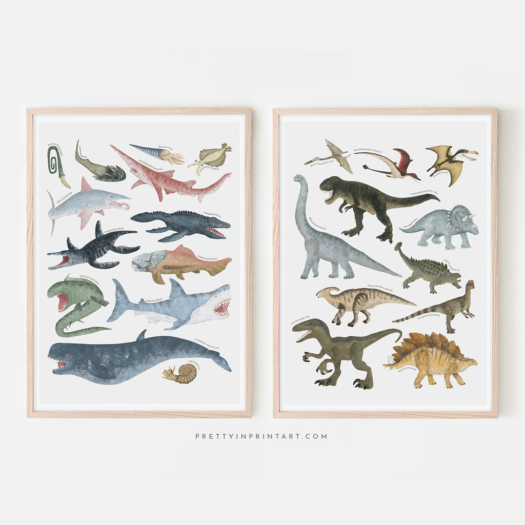 Prehistoric Ocean Chart | Framed Print – Pretty in Print Art Ltd